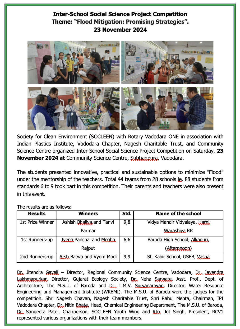 231124 Inter School Social Science Project Competition – Socleen ...